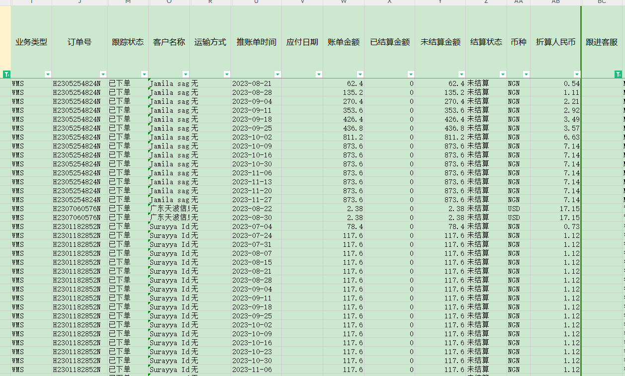 Story 2153 【客户账单管理 Ar账单查询】系统自动推送的仓租账单,导出后excel表需关联跟进客服和销售 物流管理系统 禅道